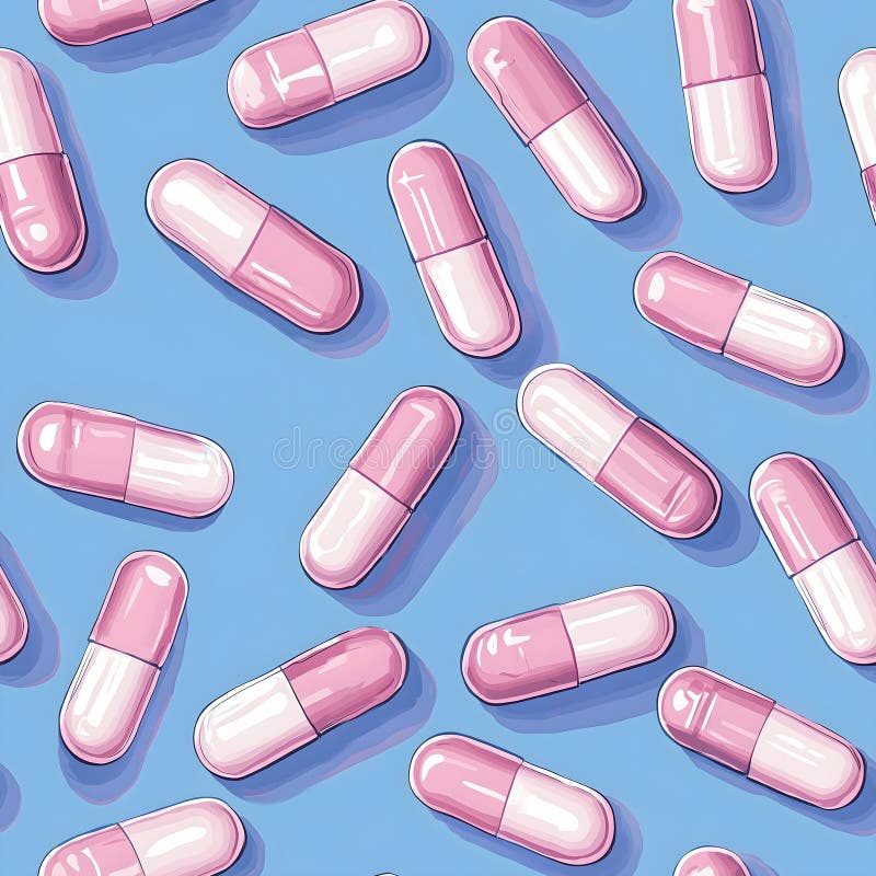 Pink Capsule Pills Seamless Pattern Stock Illustration - Illustration ...