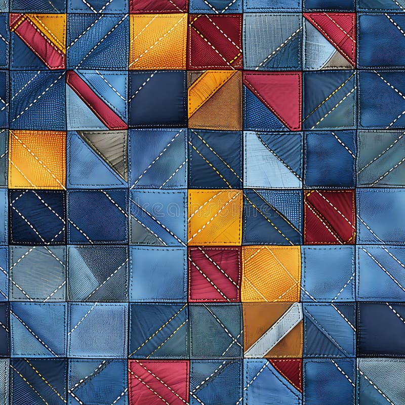 Patchwork Denim Repeating Pattern Stock Illustration - Illustration of ...