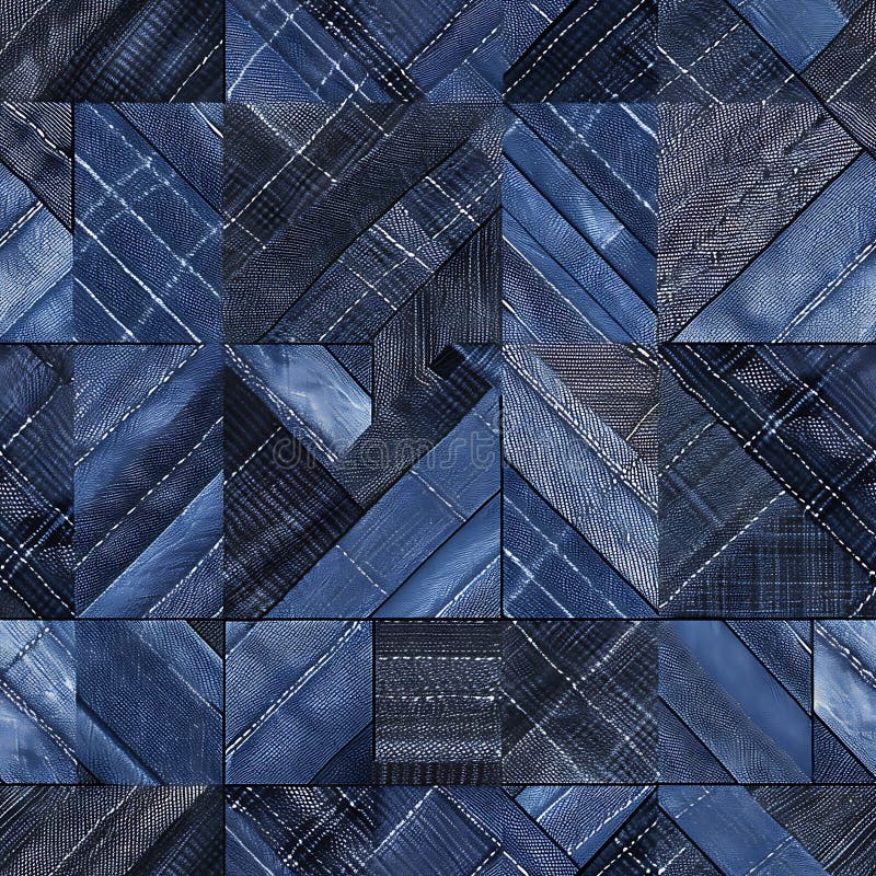 Patchwork Denim Repeating Pattern Stock Illustration - Illustration of ...