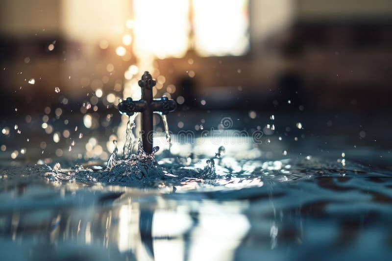 Radiant Water Ripples. Baptism Ceremony Concept Stock Illustration ...