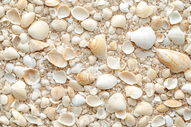 Beige and White Seashells on Sandy Surface Natural Texture Coastal ...