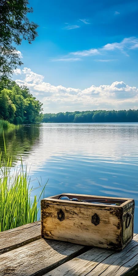 Serene Wooden Crate on Dock Stock Illustration - Illustration of dock ...