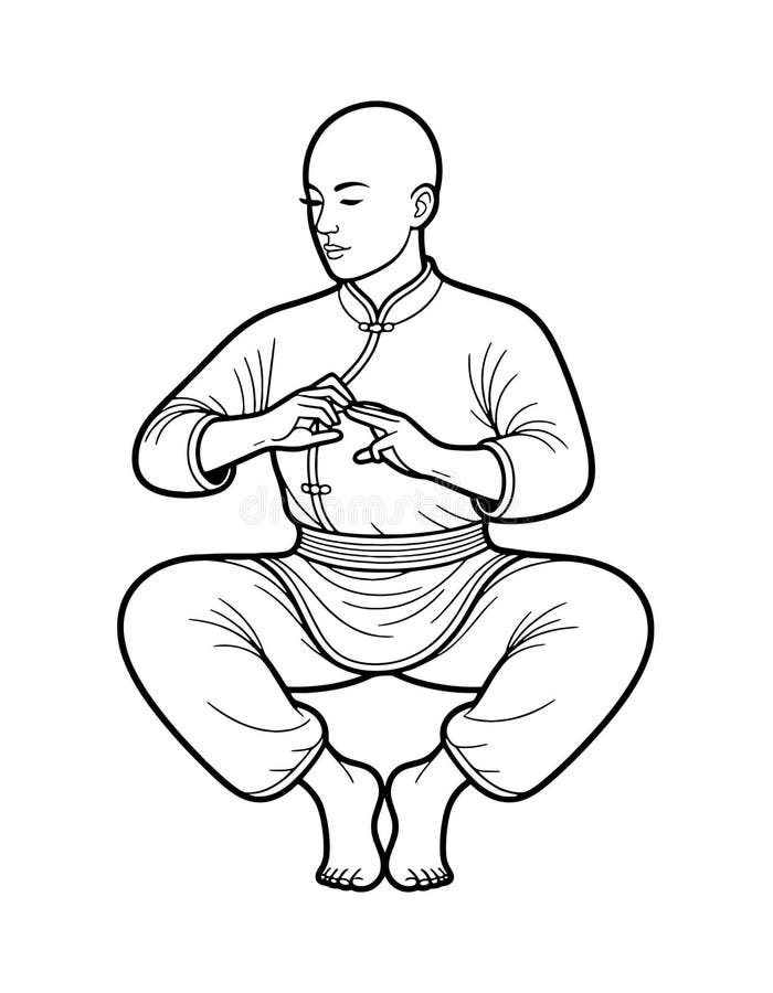 Meditating Shaolin Monk Sitting Crosslegged Hand Gesture Stock Photo ...