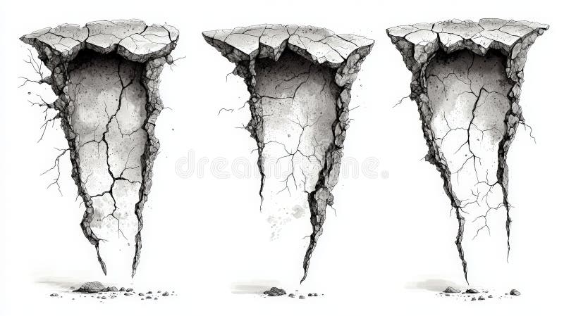Cracked Ground with Broken Earth Fractures Illustrations for Creative ...