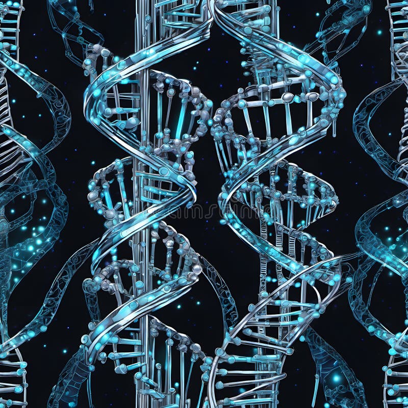 A Series of DNA Double Helix Structures Set Against a Dark Background ...