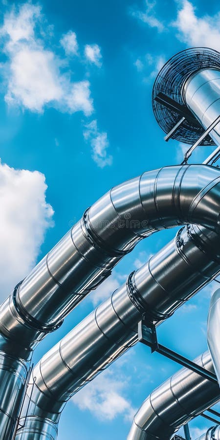 Complex Network of Metallic Pipes and Ducts Stock Illustration ...