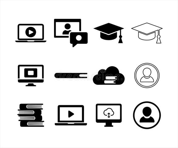 Collection of Educational and Online Learning Icons Stock Vector ...