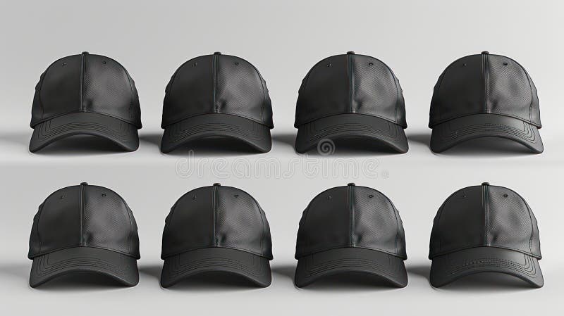 Blank Black Baseball Cap Set for Mockup Templates - Isolated Background ...