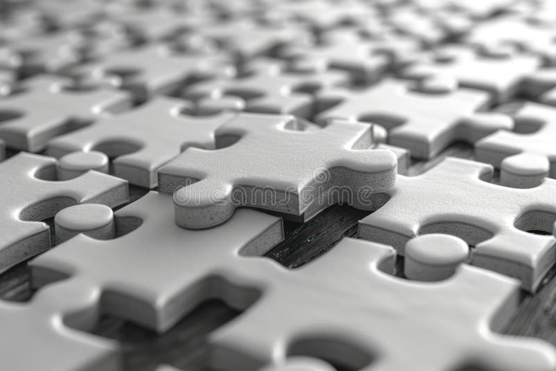 Blank White Puzzle Pieces on a Solid Background - Jigsaw Puzzle Concept ...
