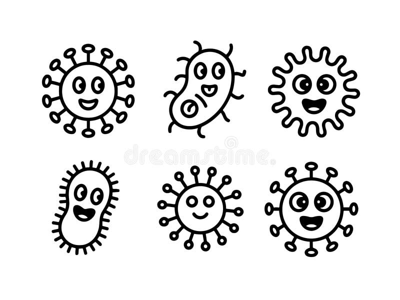 Smiling Cartoon Virus Bacterias Set Medical Health Concept Stock Vector ...