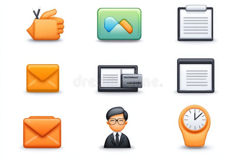 Icons for Workplace Communication Stock Illustration - Illustration of ...