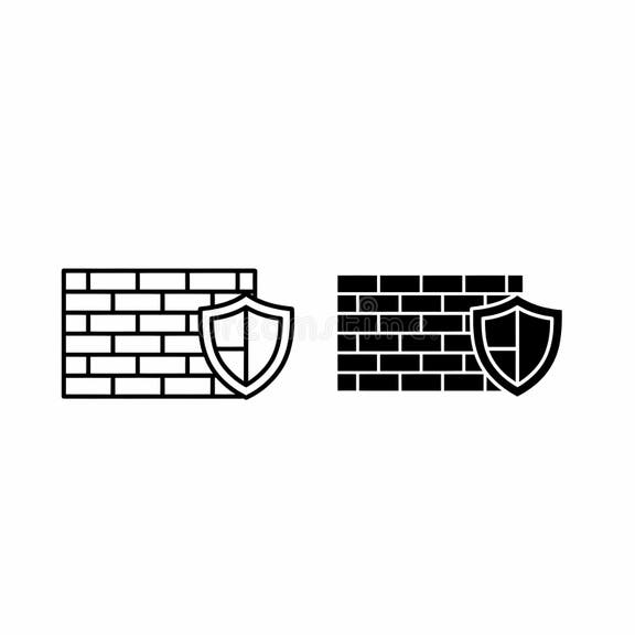 Firewall Security Icon Set stock illustration. Illustration of internet ...