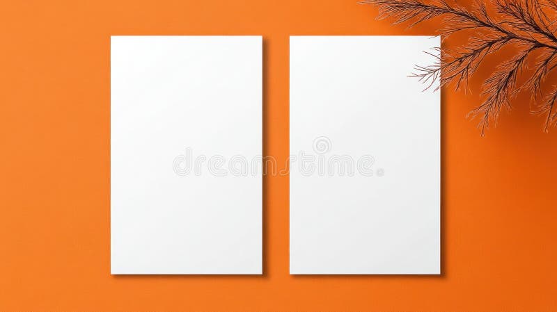 Vertical Rectangle Menu Mockups with Soft Thuja Leaves and Copy Space ...
