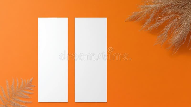 Vertical Rectangle Menu Mockups with Soft Thuja Leaves and Copy Space ...