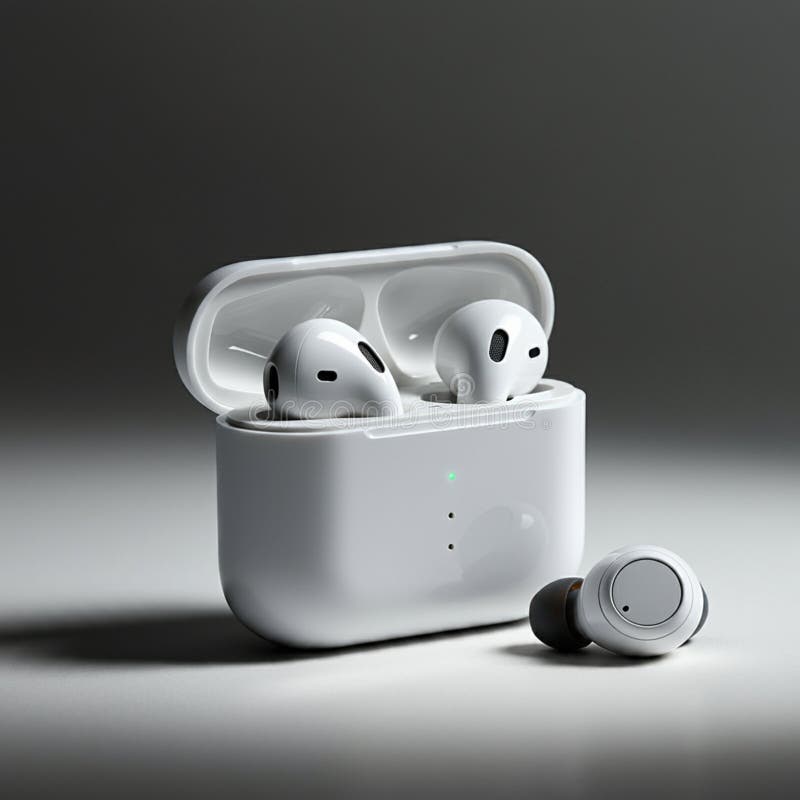 AI Generated Modern Wireless Earpods on a White Background with Sleek ...