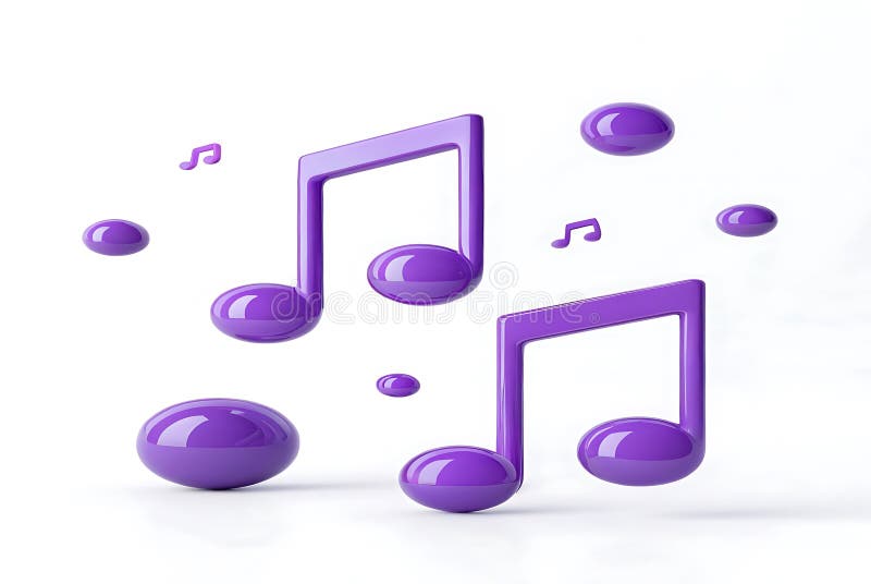 Purple Music Notes 3D Render on White Background Stock Illustration ...