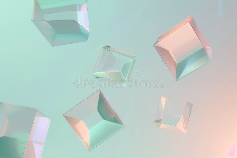 Floating Transparent Cubes in a Soft Pastel Background. Stock ...
