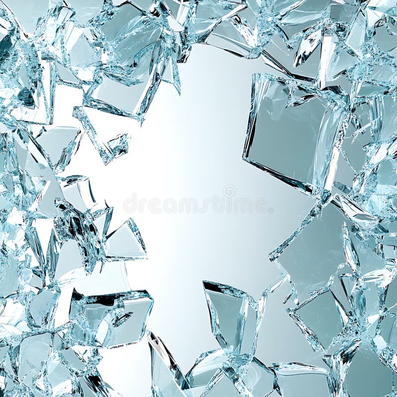 Shattered Glass on Wall with Dramatic Reflection Stock Illustration ...