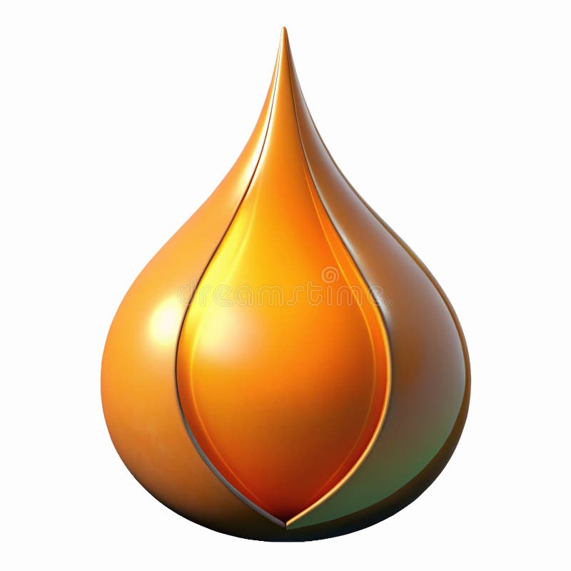 Shiny Orange Teardrop Shaped 3D Oil Drop with Metallic Gradient Design ...