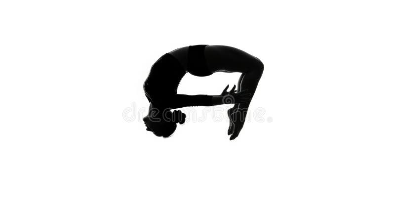 Gymnast Silhouette Performing a Back Bridge Pose Stock Illustration - Illustration of highlights ...