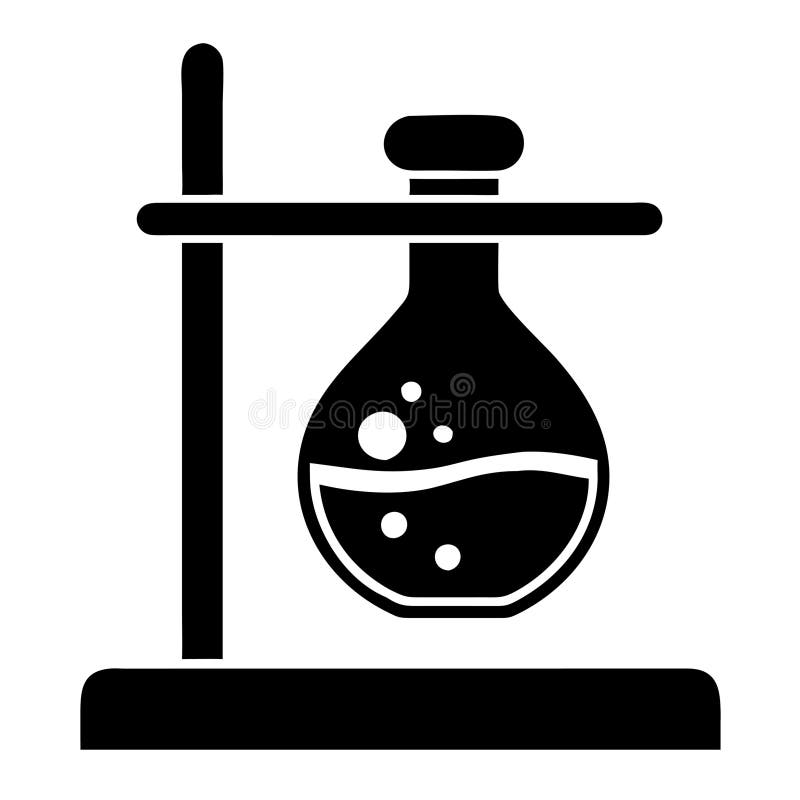 Laboratory Flask Silhouette on Stand Science Illustration Vector Stock ...
