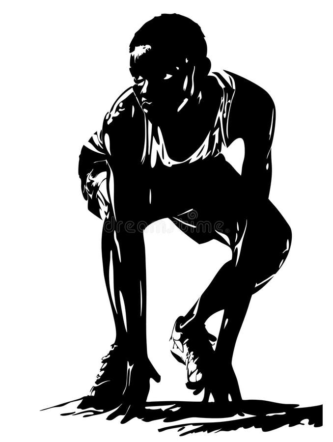 Athlete Ready To Sprint Silhouette Vector for Sports Design Inspiration ...