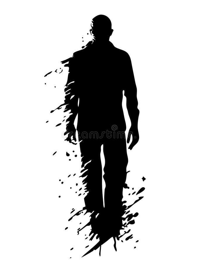 Silhouette of Man in Abstract Drip Effect for Creative Design and ...