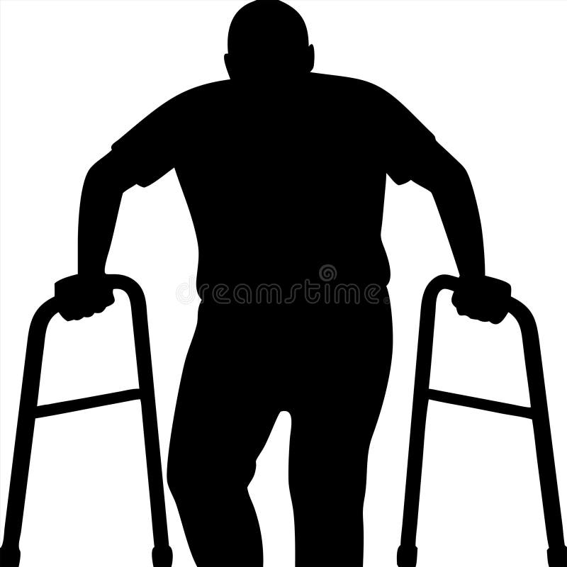 Silhouette of Man Using Walking Frame Mobility Assistance Concept Stock ...