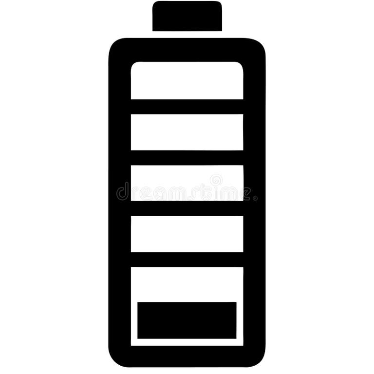 Black Battery Symbol Vector Low Charge Energy for Tech Infographics or ...