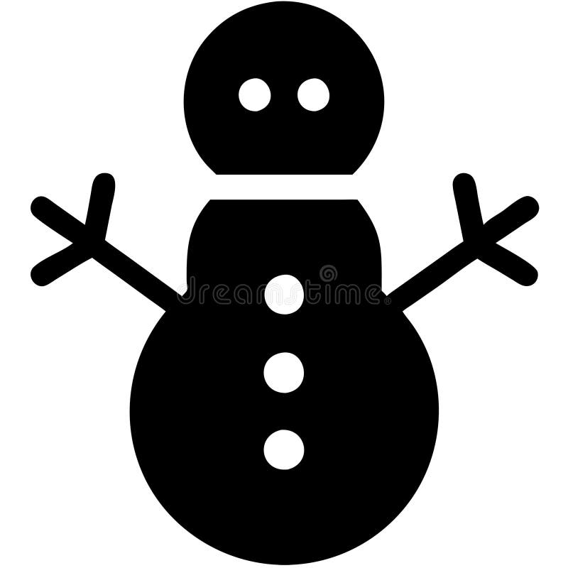 Simple Black Snowman Silhouette with Button Details for Winter Design ...