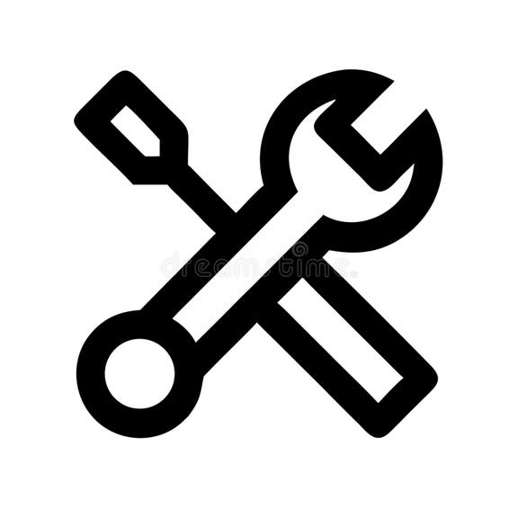 Intersecting Screwdriver and Wrench: a Simple Black and White Icon ...