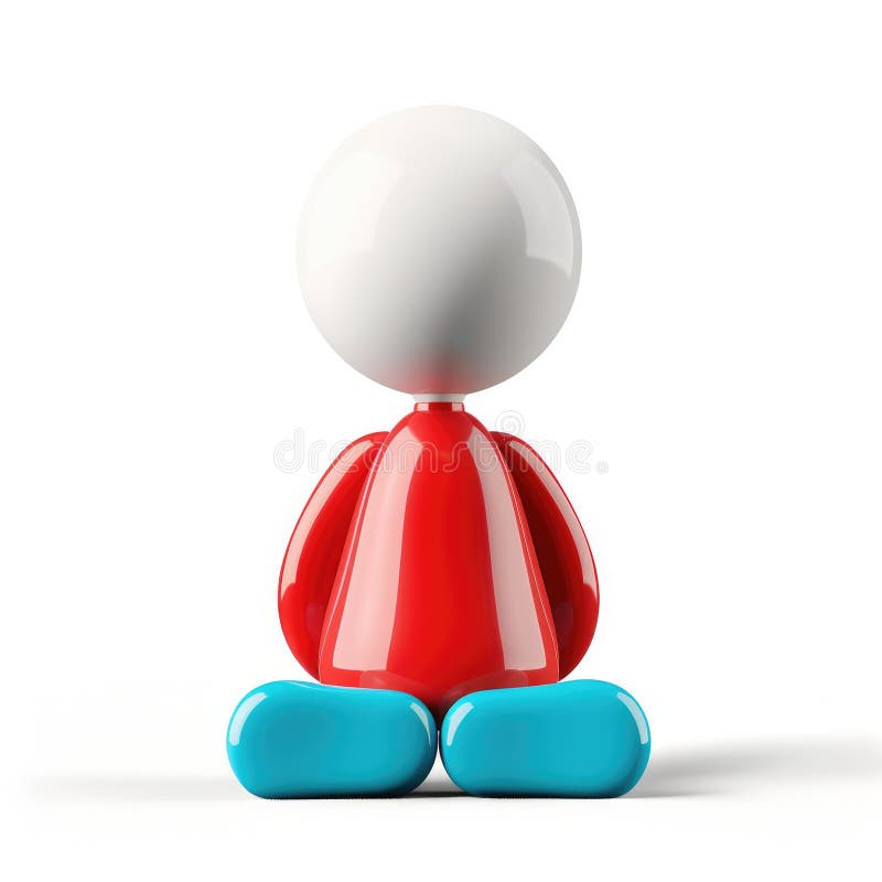 Simple 3D Render of a Sitting Figure with Red Body and Blue Legs Stock ...