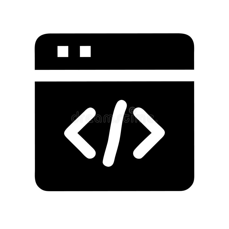 Elegant Black and White Coding Icon on White Background Stock Vector - Illustration of tags ...