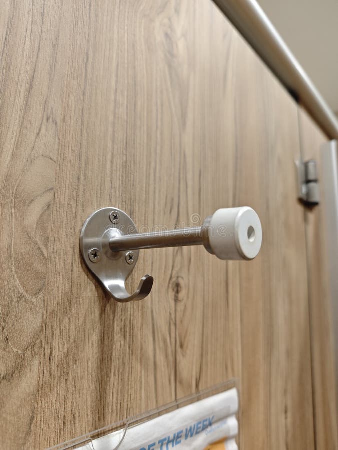 Practical Coat Hook on Modern Wooden Partition Stock Photo - Image of ...