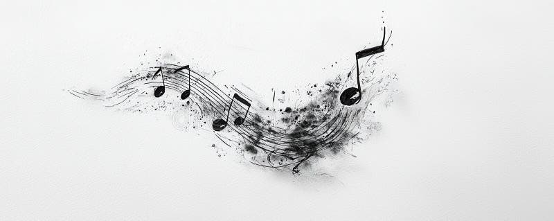 Artistic Line Drawing of Musical Notes Forming a Flowing Tattoo Design ...