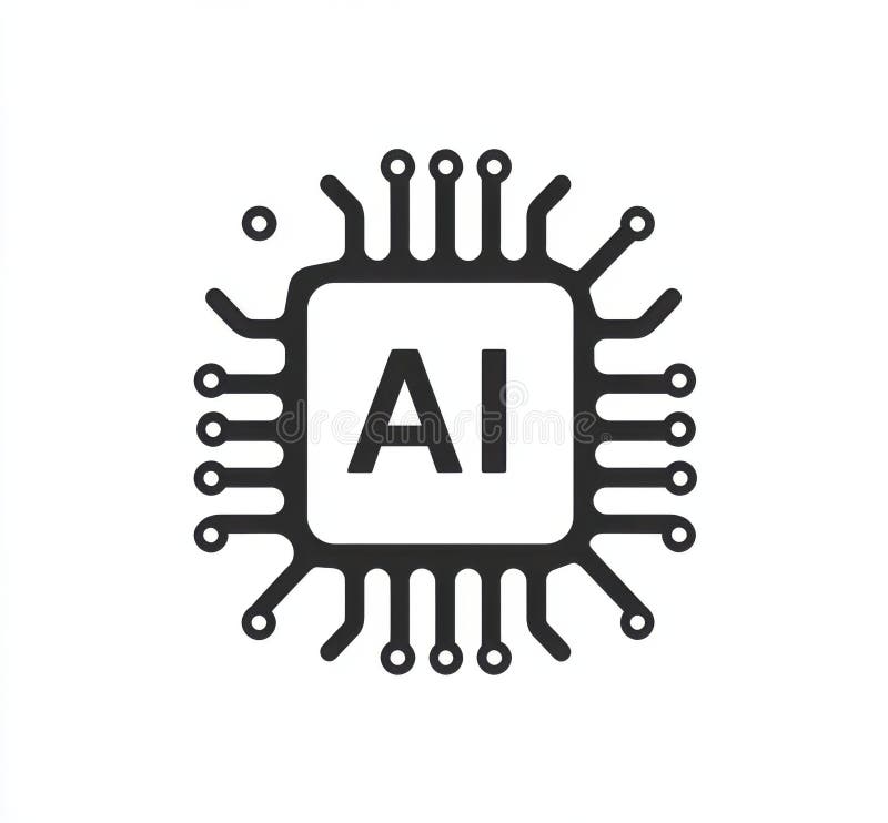 Simple Logo of an AI Chip Featuring Circuit Design and Minimalist Style ...
