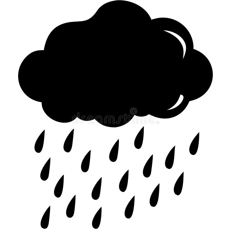 Black Rain Cloud with Falling Raindrops Vector for Weather Apps and ...
