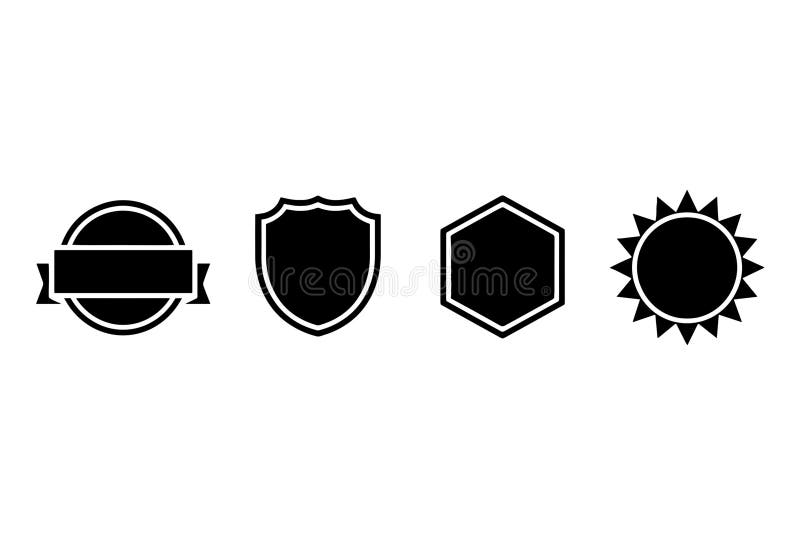 Simple Badge Shield Hexagon Sun Shape Set for Logo Template Stock ...