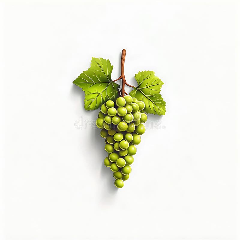 A Single Bunch of Green Grapes on a White Background Stock Illustration ...