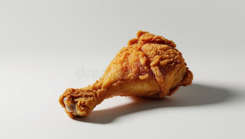 Crispy Fried Chicken Leg on White Background Showcasing Golden Brown ...