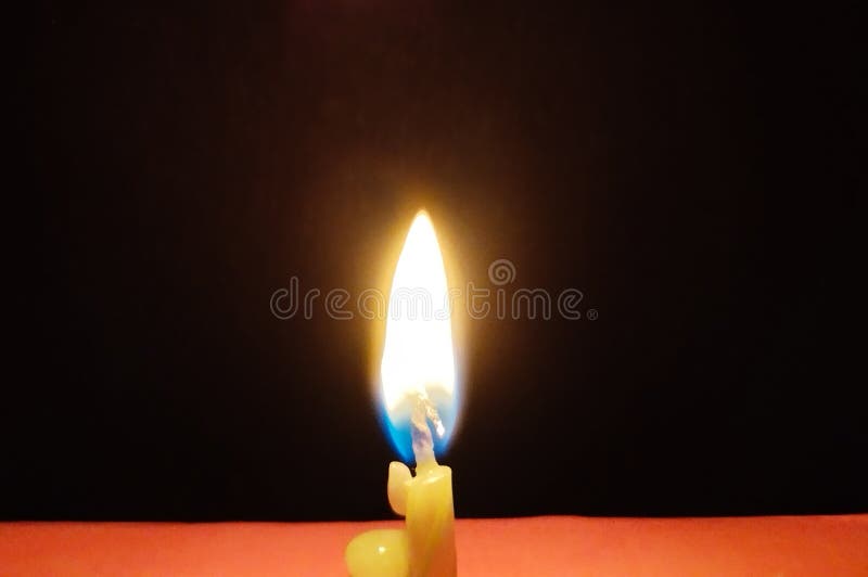 Single Blue Candle Flame Burning Brightly Dark Background Peaceful ...