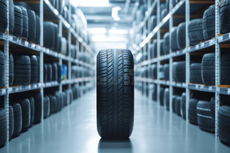 An Empty Tire Storage Space Showcasing a Single Tire Standing Proudly ...