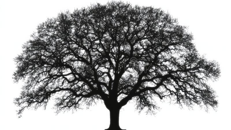 The Image Features a Single Tree with Complex Branches in Isolation ...