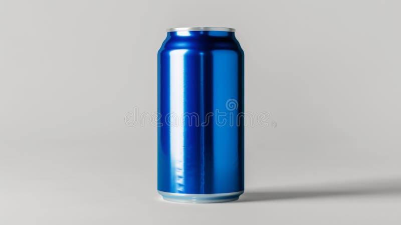 A Shiny Blue Can Stands Alone on a Neutral Background. Its Modern ...