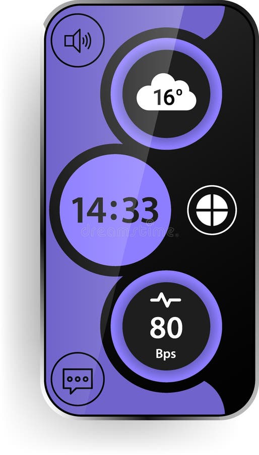 Modern Smart Device Interface Showing Weather, Time, and Heart Rate ...