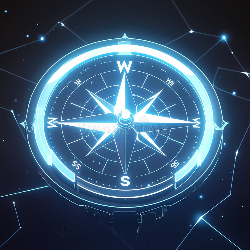 Neo-Digital Compass for Navigation and Exploration Stock Illustration ...