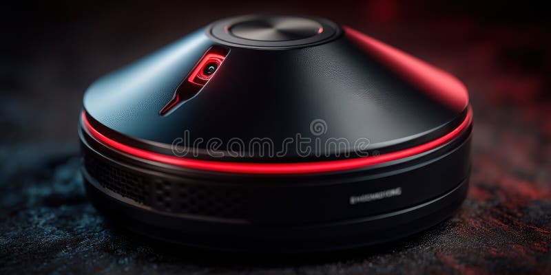 Sleek Modern Device with Glossy Black Finish and Red Accent Lighting on ...