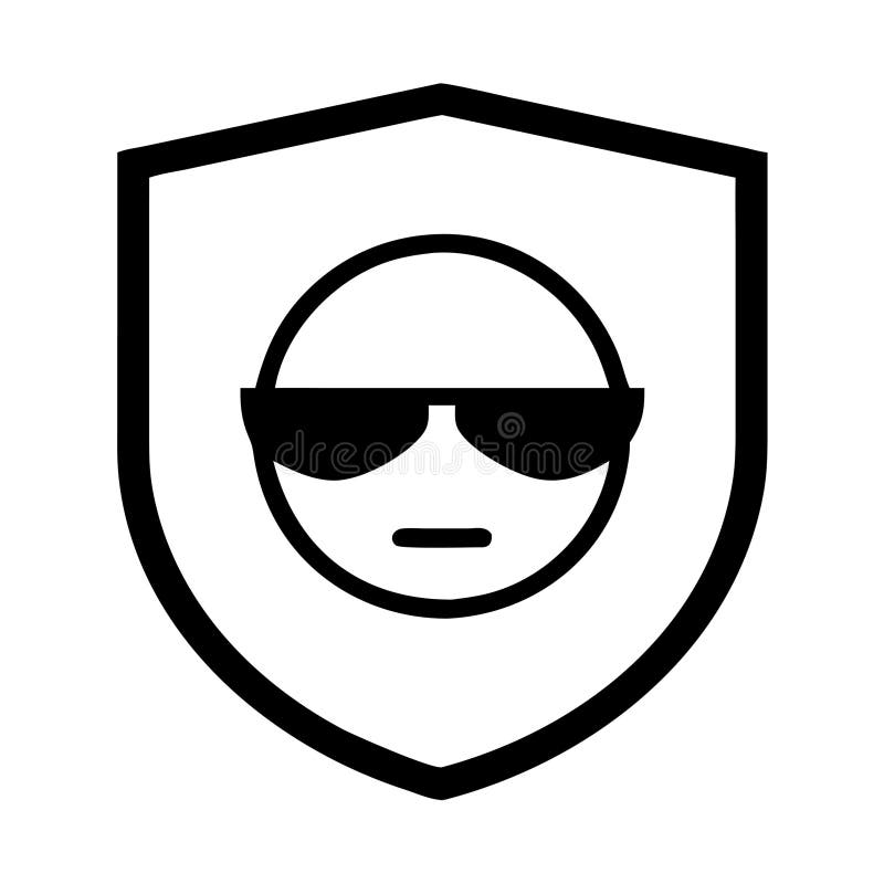 Security with Cool Face in Sunglasses on Shield Vector Illustration ...