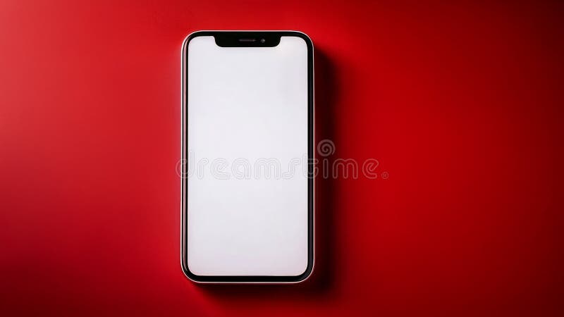 Sleek Smartphone with a Blank Screen, Placed on a Bold Red Surface ...