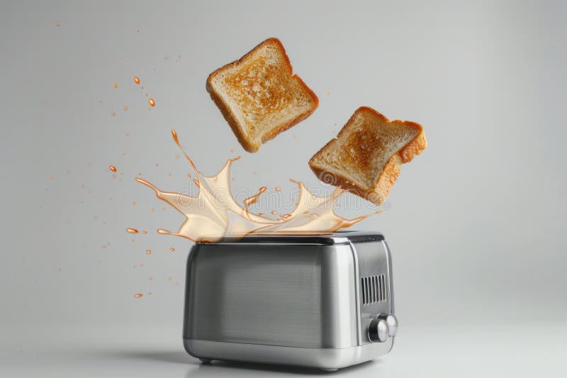 A Shiny Silver Toaster Elegantly Launches Perfectly Toasted Bread. the ...